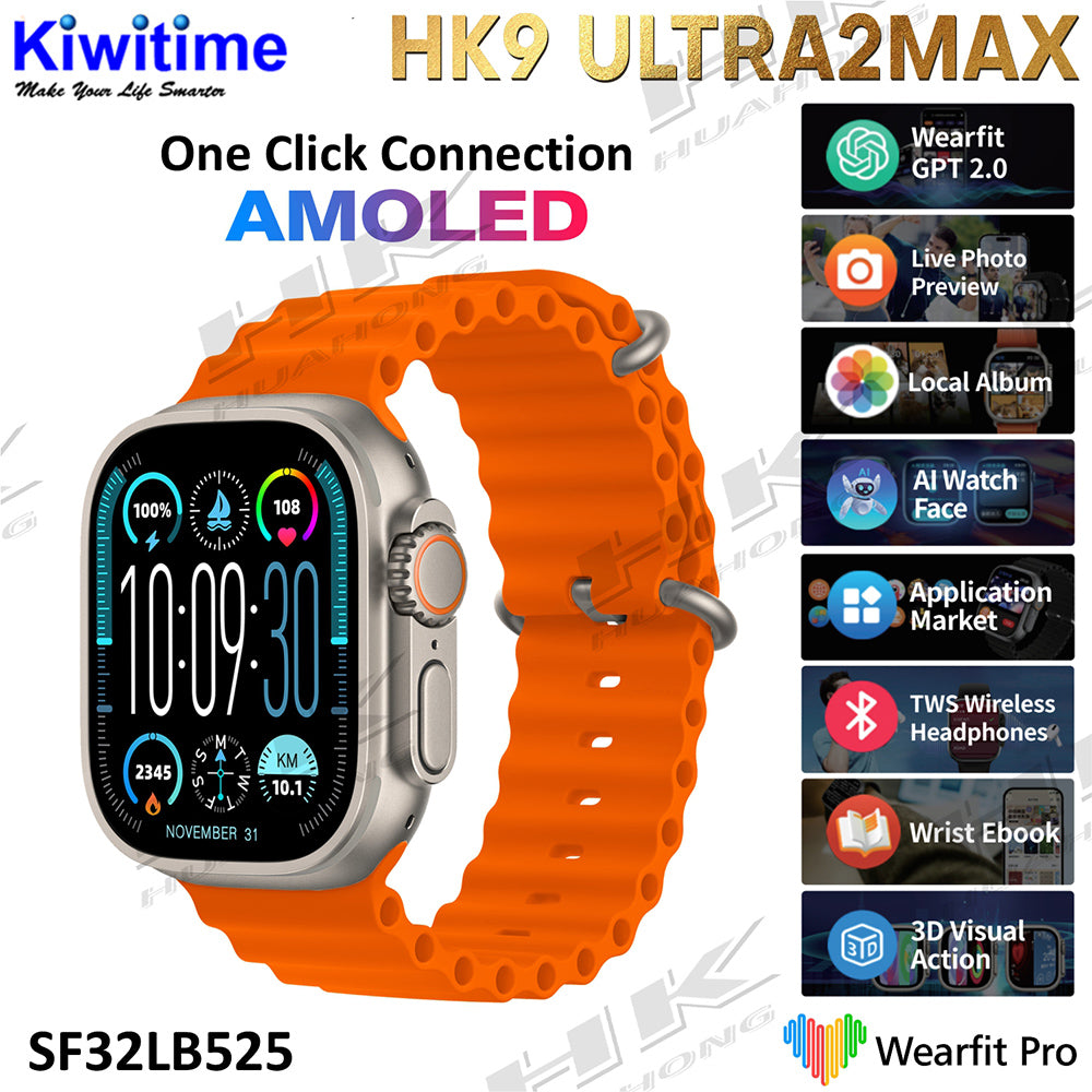 HK9 Ultra 2 Max Smartwatch 2.02" AMOLED Screen 1GB Rom Support Local M ...